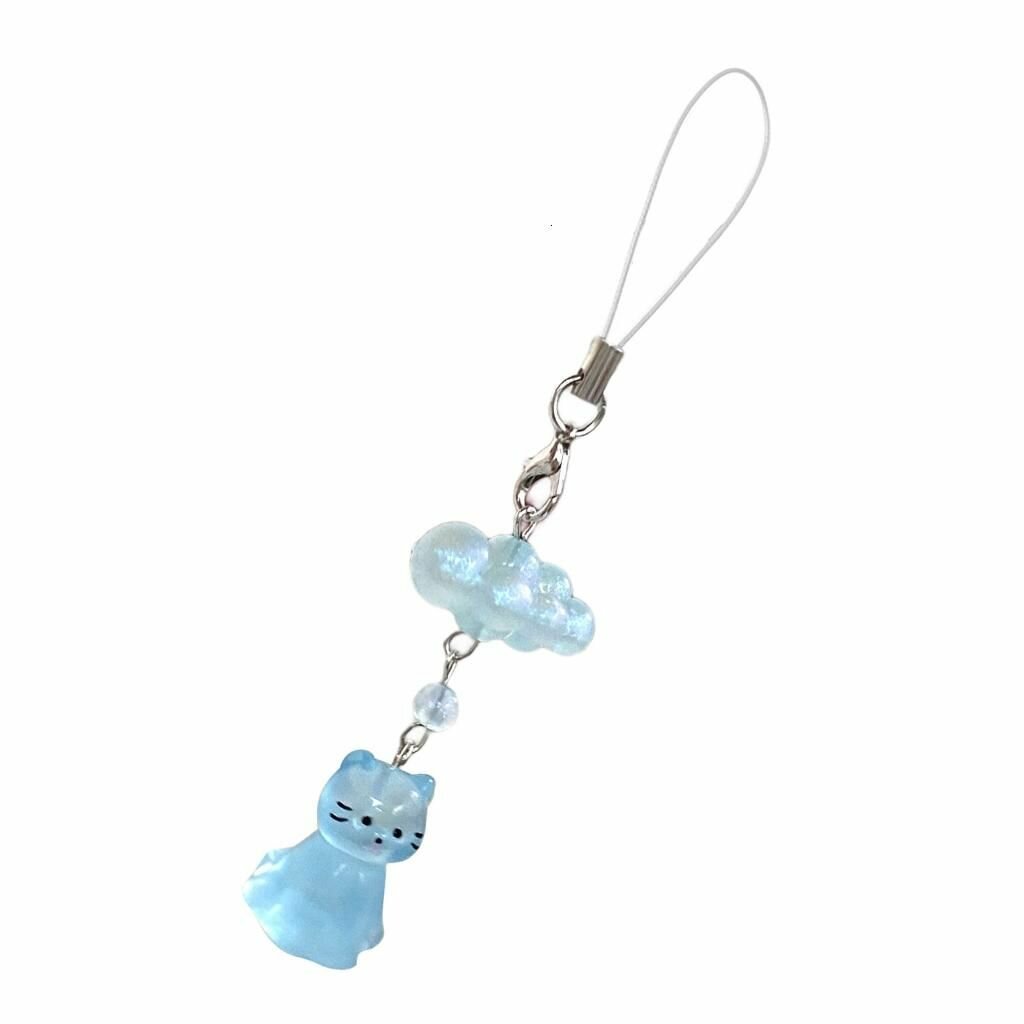 Брелок, подвеска для мобильного телефона ins wind cat cloud из бисера-синий