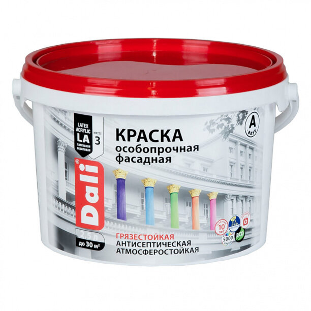Краска фасадная латексная особопрочная Dali Professional белая 2,5 л