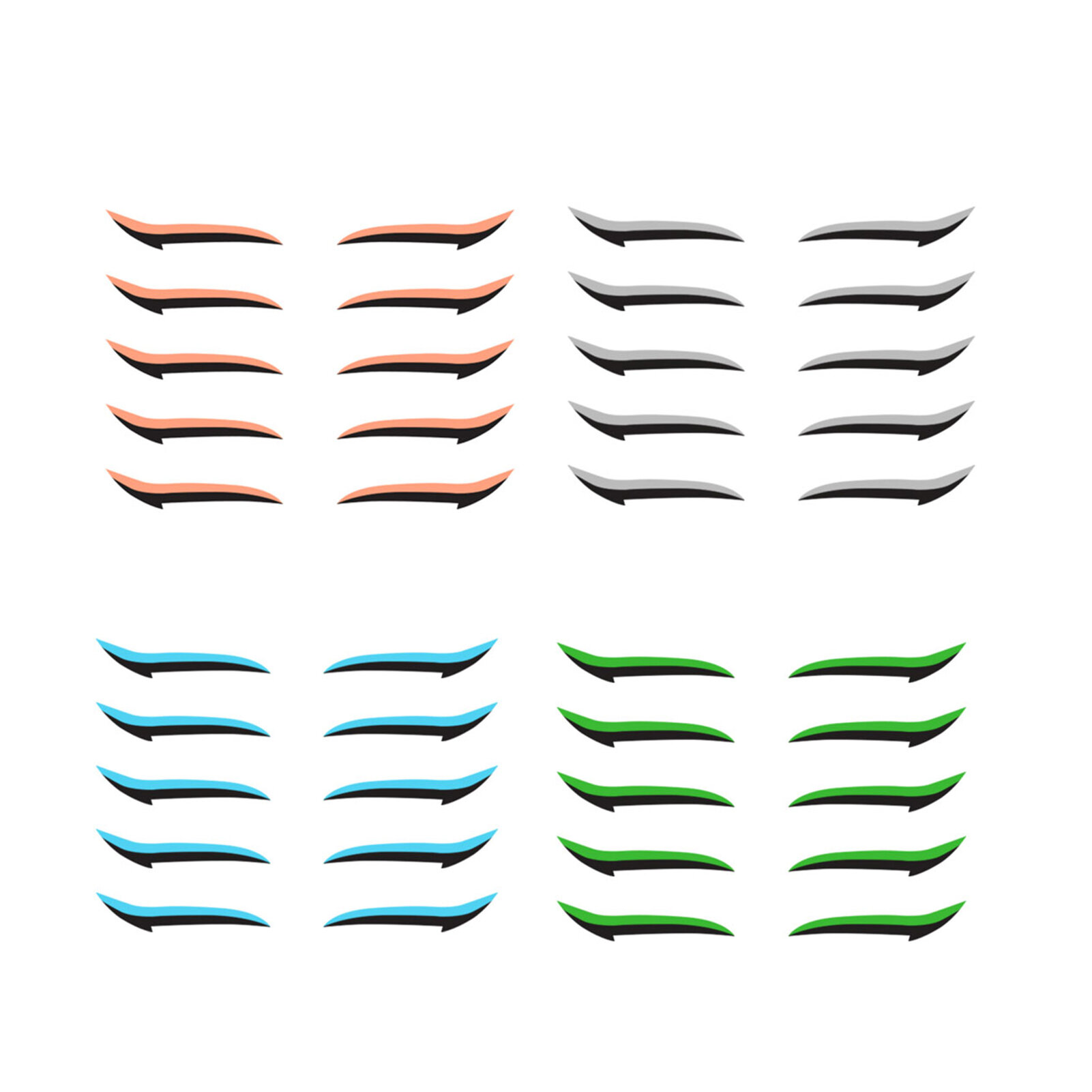Наклейки для век Eyeliner , лента для двойных век, глиттер-айлайнер, наклейки для тени для век, инструмент для макияжа век, 20 пар, 4 цвета (серый, синий, зеленый, оранжевый), материал ABS, размер упаковки 9*7*2 см, вес упаковки 40 г, в комплект