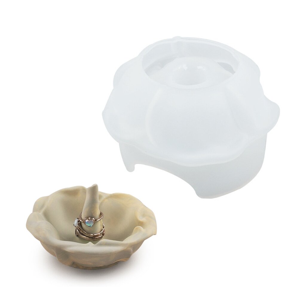 Форма для подноса в форме розы, силиконовая форма для создания посуды для ювелирных изделий, форма для держателя колец из эпоксидной смолы для любителей ручной работы