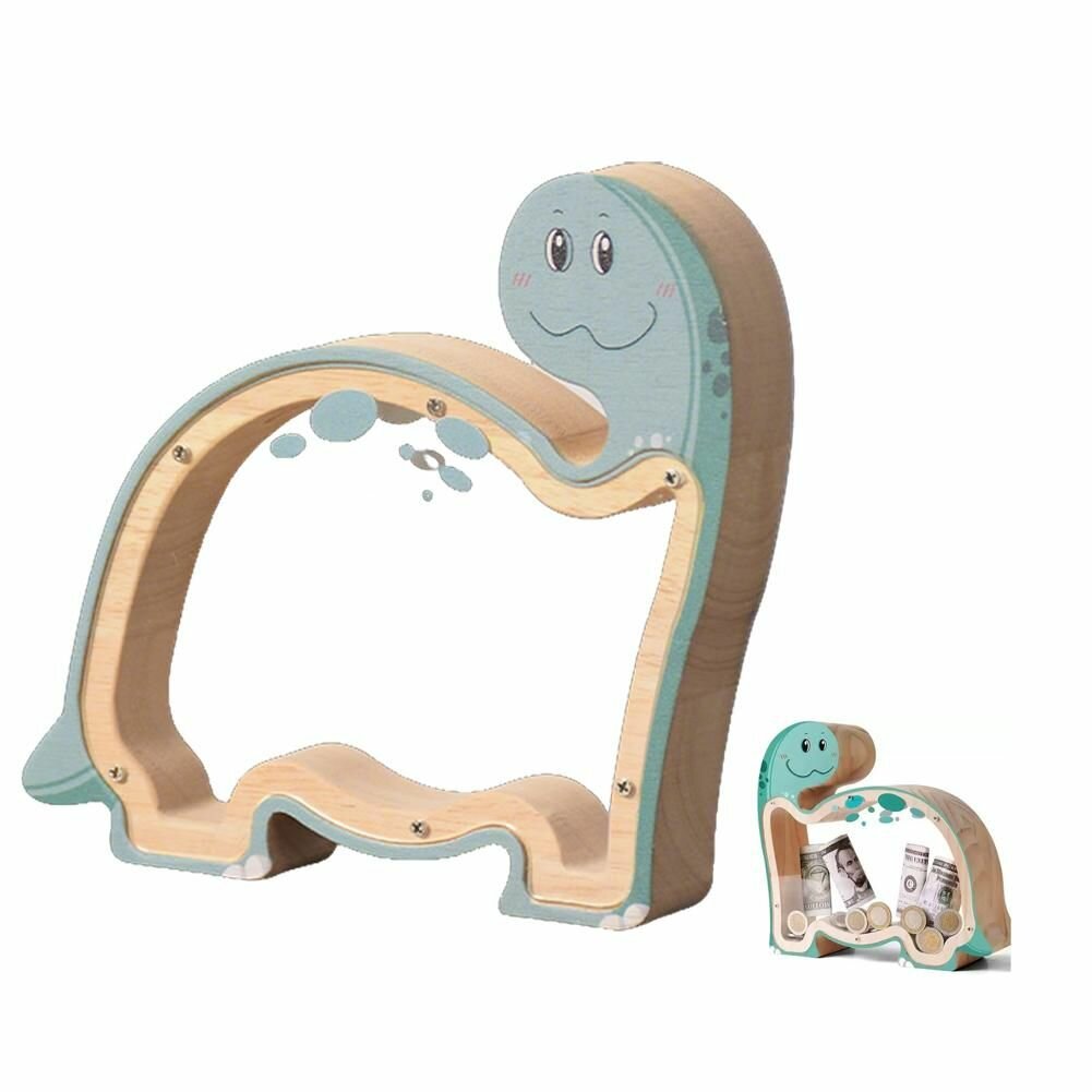 Деревянная детская копилка, копилка в виде динозавра