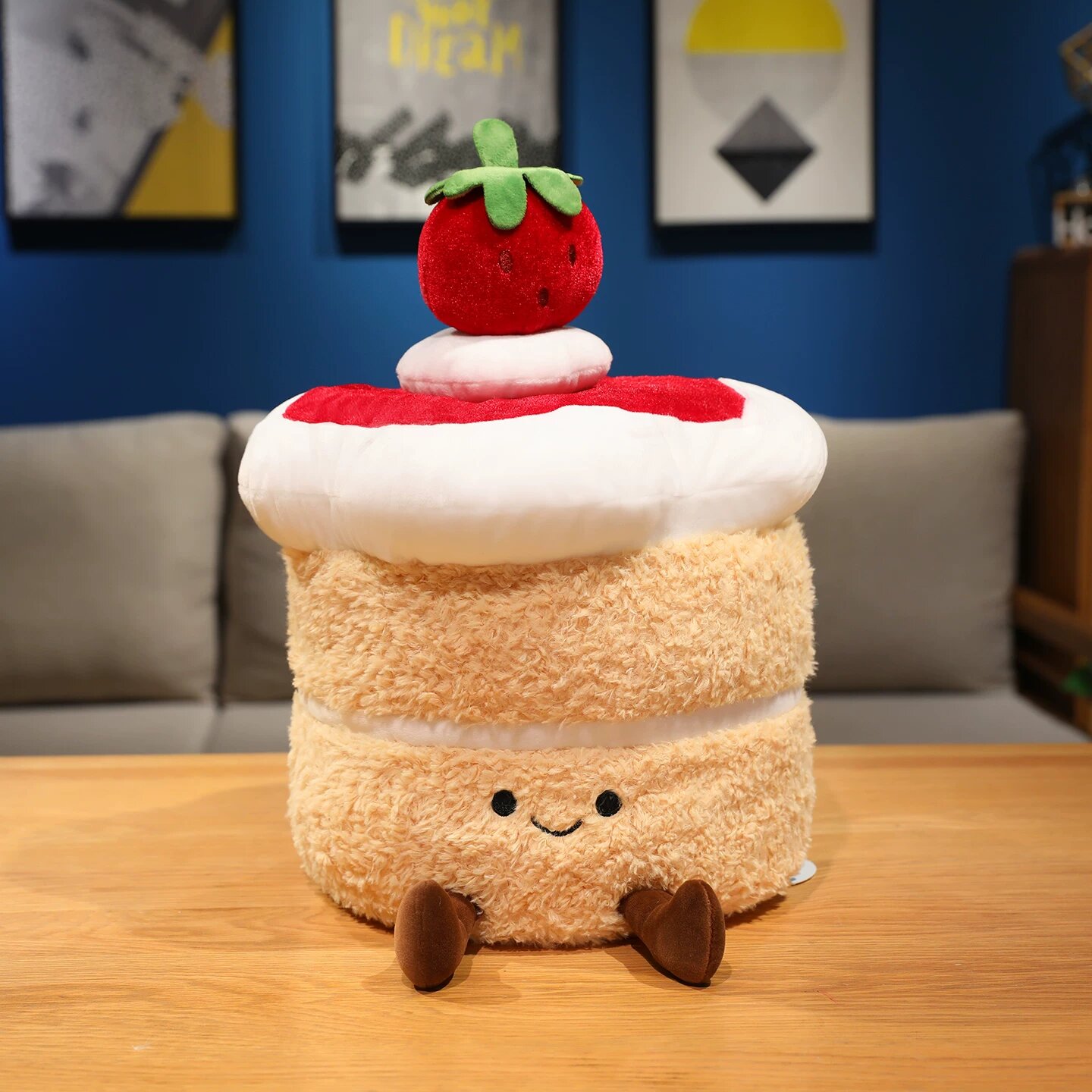 Плюшевая игрушка-тортик, забавная кукла-тортик, милый креативный подарок на день рождения для девочек Клубничный