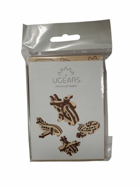 Конструктор деревянный UGEARS 70034 Фиджет Самолёты. Набор из 4 шт.