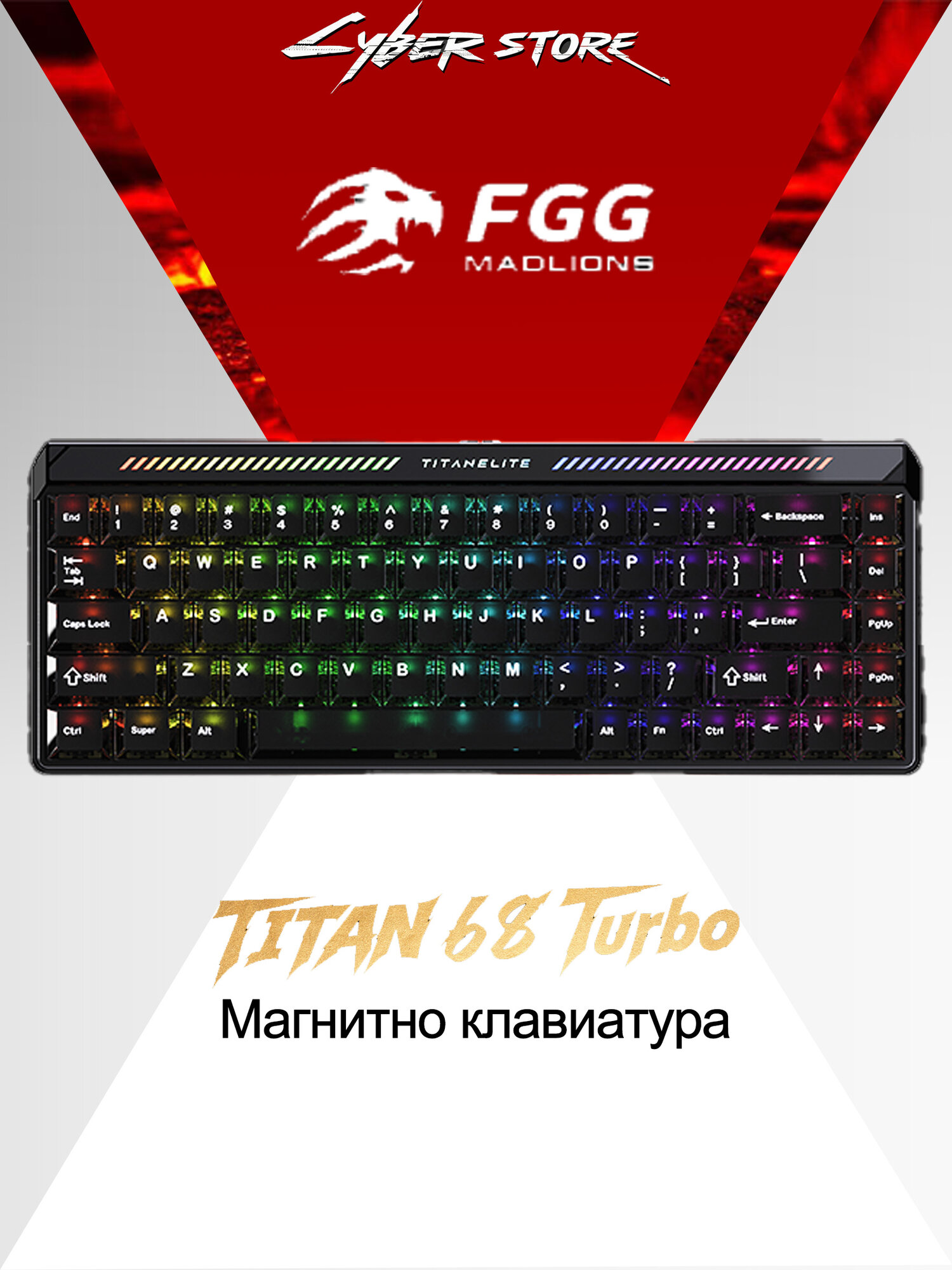 Магнитно-индукционная клавиатура MADLION TITAN68 Turbo, 512K сканирование, алюминиевый корпус для игр, RGB подсветка, быстрая реакция 0.1мс