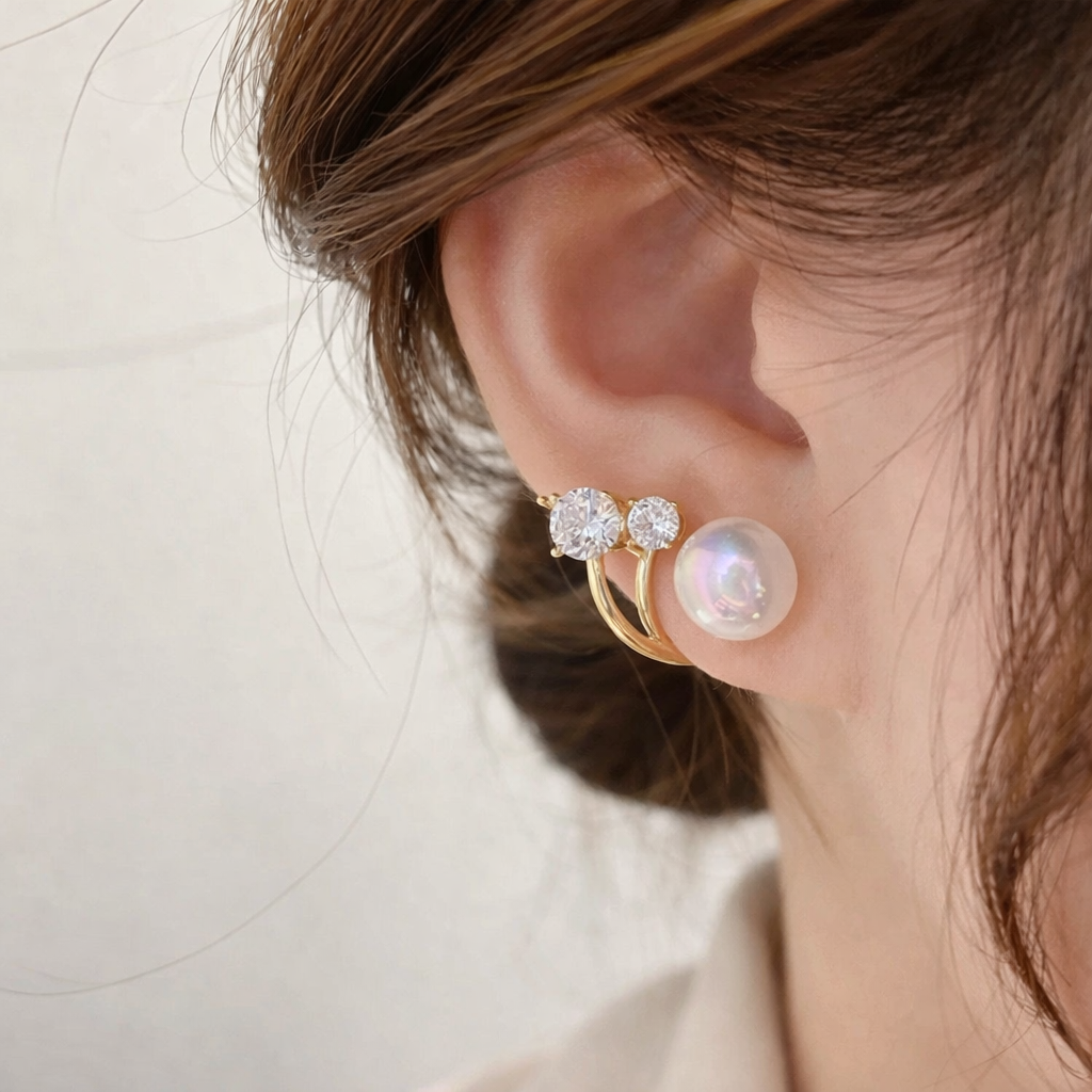 Серьги пусеты, жемчуг имитация