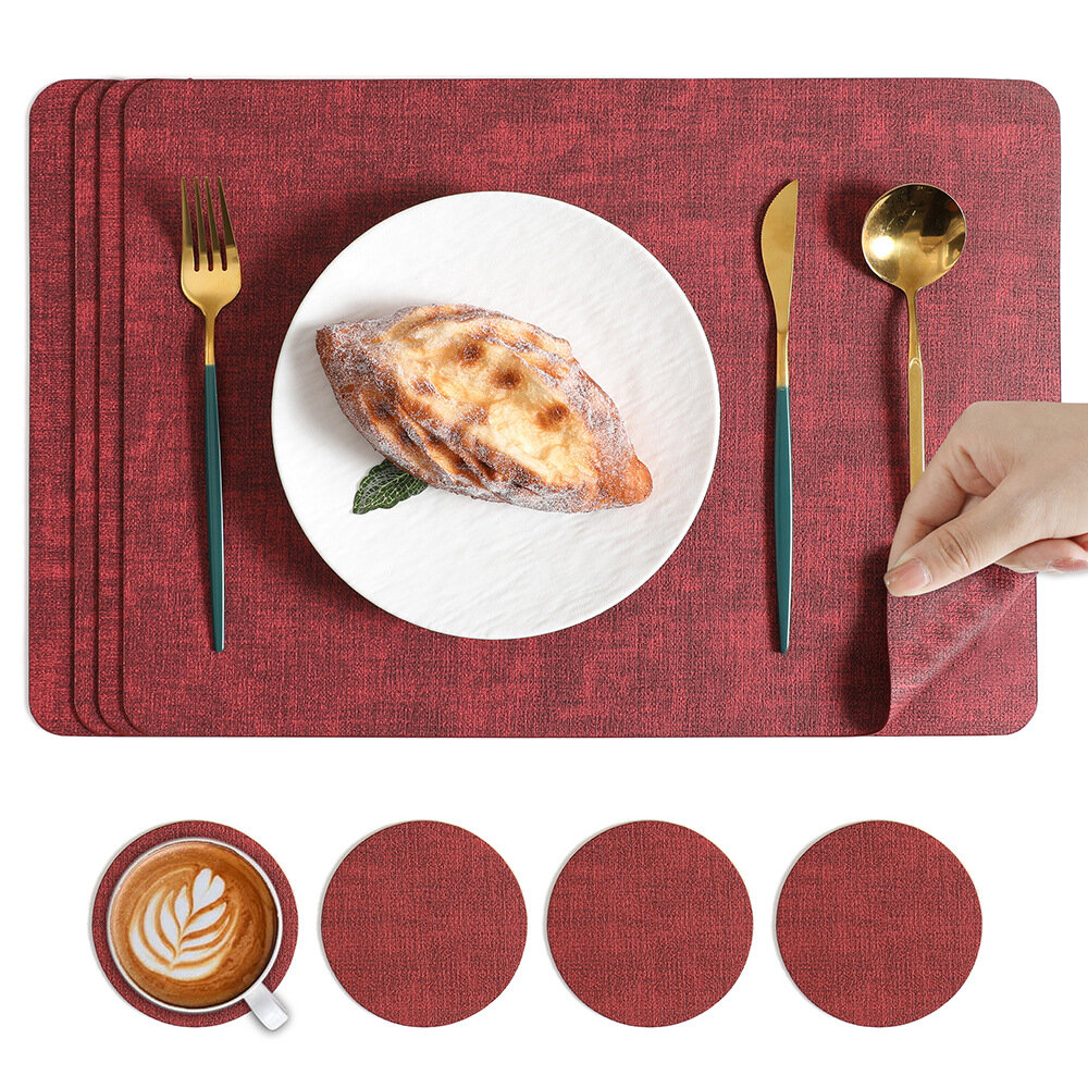 Квадратная кожаная подставка для стола, термоизоляционная подложка, высококачественная антиожоговая подставка для тарелок, стильная подставка для стаканов, кросс-бордерная подставка