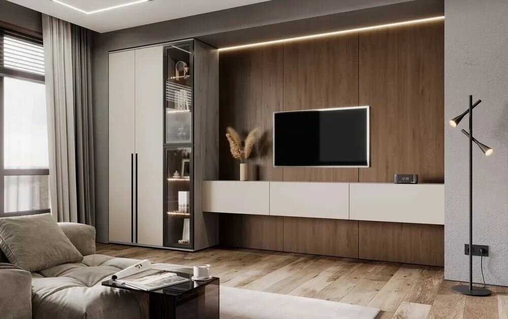 Гостиная Норд Вариант №1 Кашемир, Дуб Крафт серый 360 см