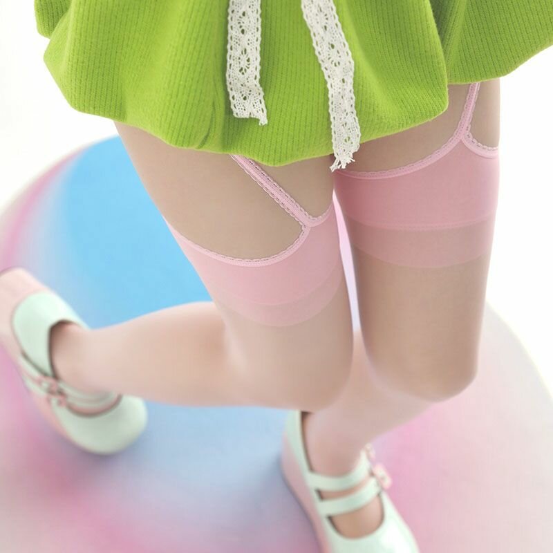 Японский стиль длинные трубчатые чулки с подтяжками для женщин, тонкие, чистое желание, черные шелковые, сексуальные, горячие, обтягивающие колготки для ног