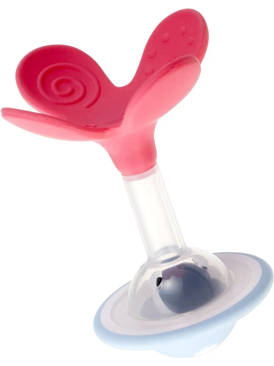 PIGEON Прорезыватель-погремушка Munch Teether Грибочек-Цветочек для прорезывания зубов с держателем, 3+ мес