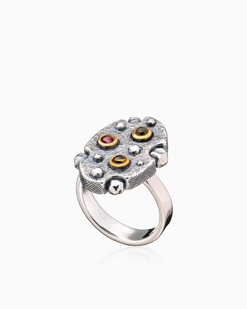 Кольцо, серебро, 925 проба, турмалин