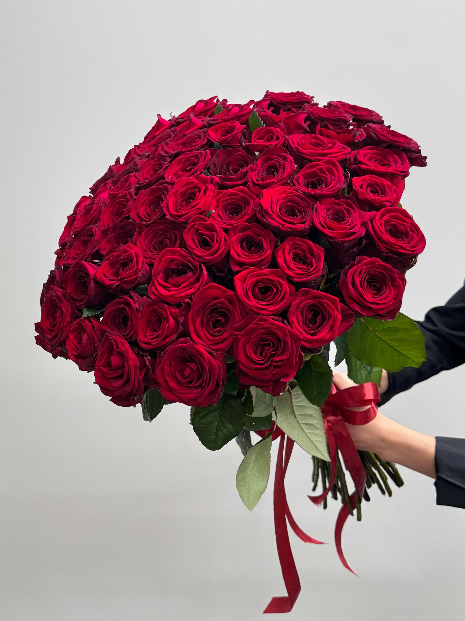 Букет живых цветов, красные розы 51 шт. 50 см "Ред наоми" , Флау Стор