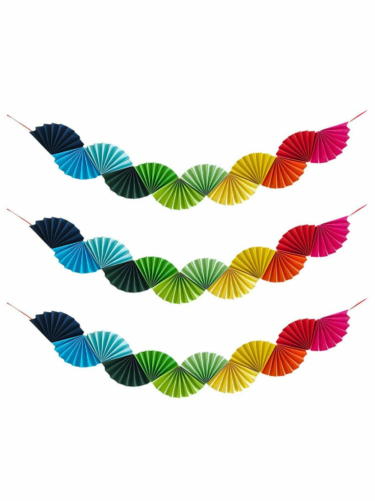 3шт красочных флажков для вечеринки по случаю Дня рождения Стильные баннеры в форме бумажных вееров