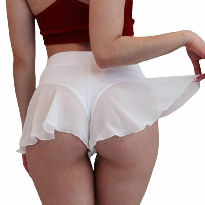 Прозрачная мини-юбка с высокой талией, Белый - S