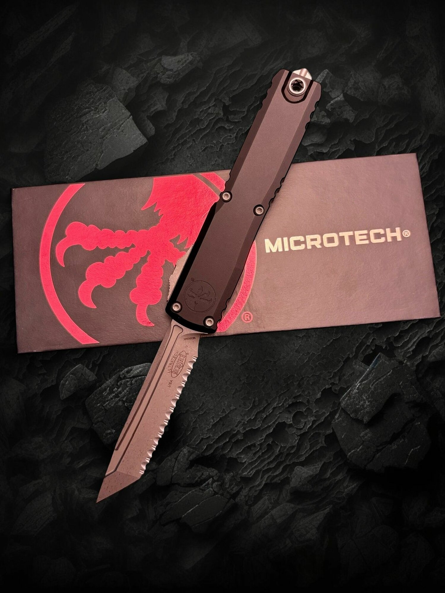 Складной нож Microtech Ultratech Gen IV T/E Apocalyptic Full Serrated, 11234-12AP