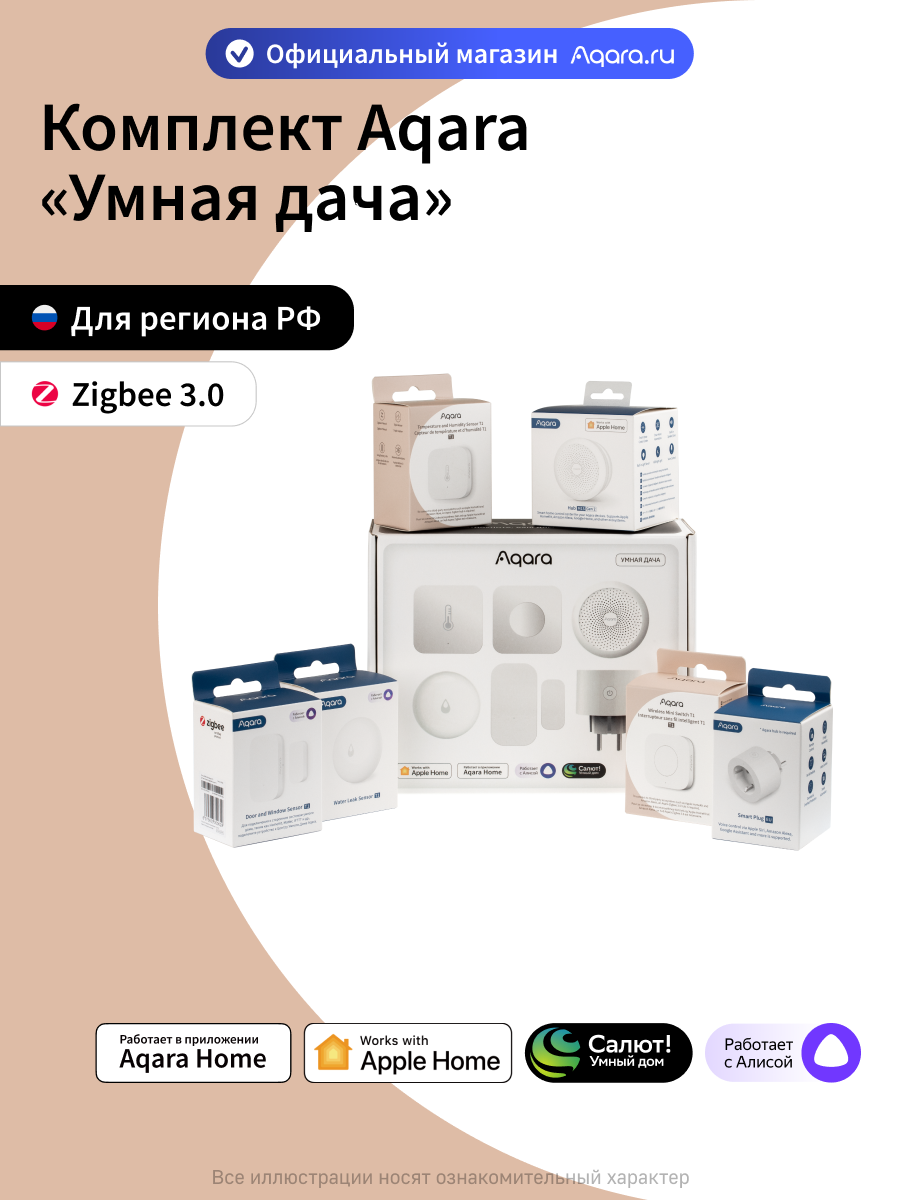 Комплект умного дома "Умная дача" Aqara, SHK61, Zigbee 3.0, 6 устройств