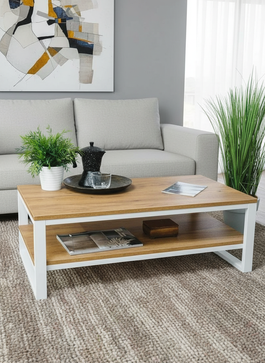 Столик журнальный, прямоугольный, металлический каркас, для дома стильный современный интерьерный столик древесный