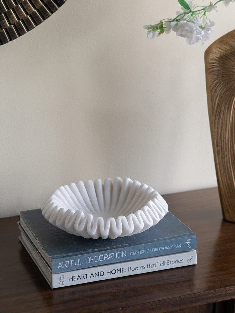 B8580 Блюдо декоративное 34х34х10см, полисмолы, белая, Glasar