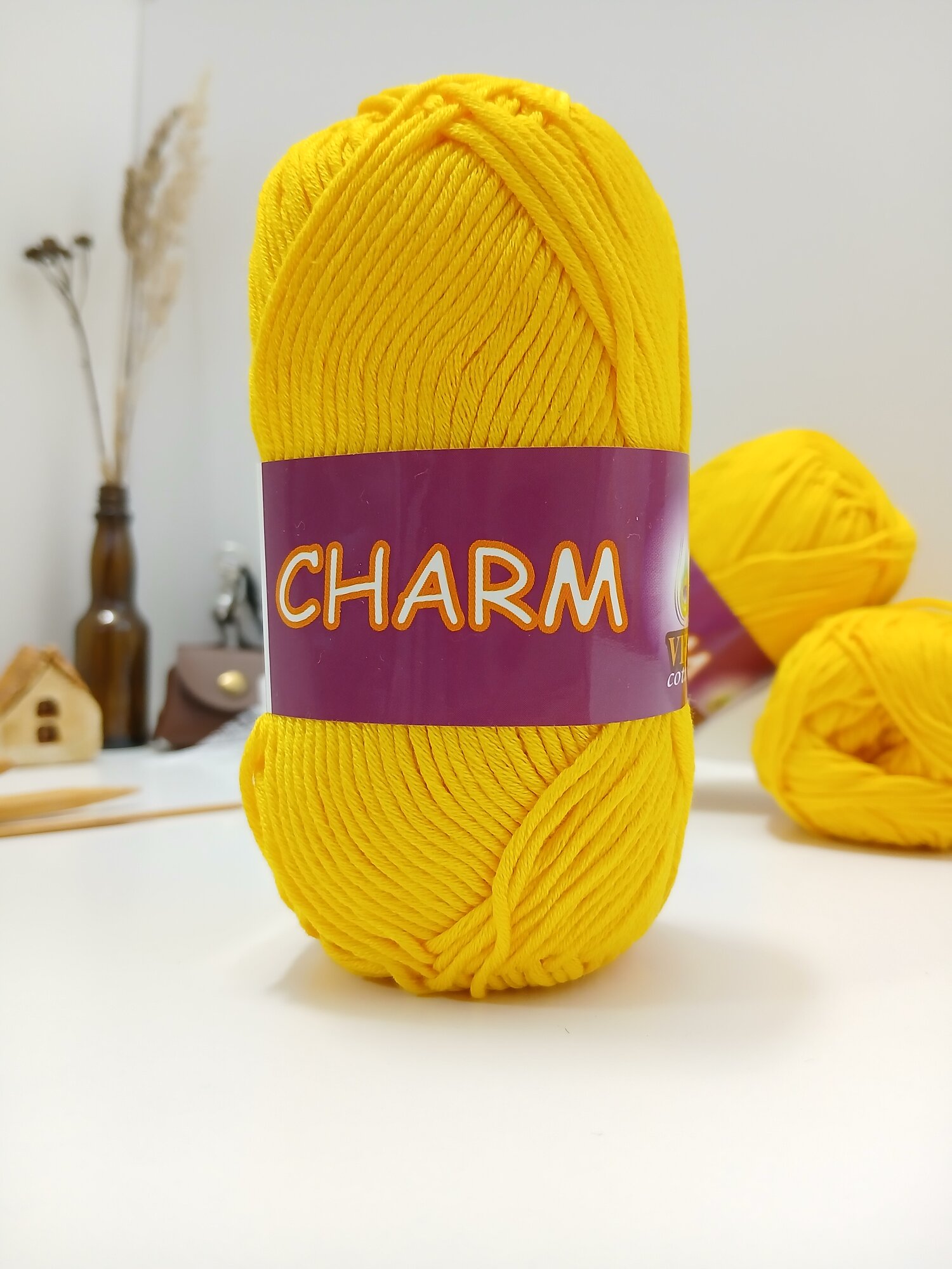 Пряжа Vita Cotton Charm, 4180 желтый, хлопок мерсеризованный 100%, 50 г, 106 м.