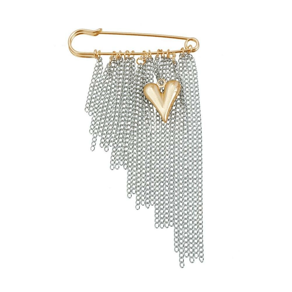 Серебряная брошь-звездочка для женщин, винтажная панк-брошь с кисточкой и цепочкой, брошь-цепочка для свитера или шали для женщин и девушек.