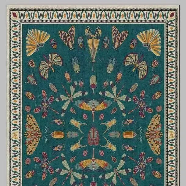 Ковер изумрудный с насекомыми 140x200 см
