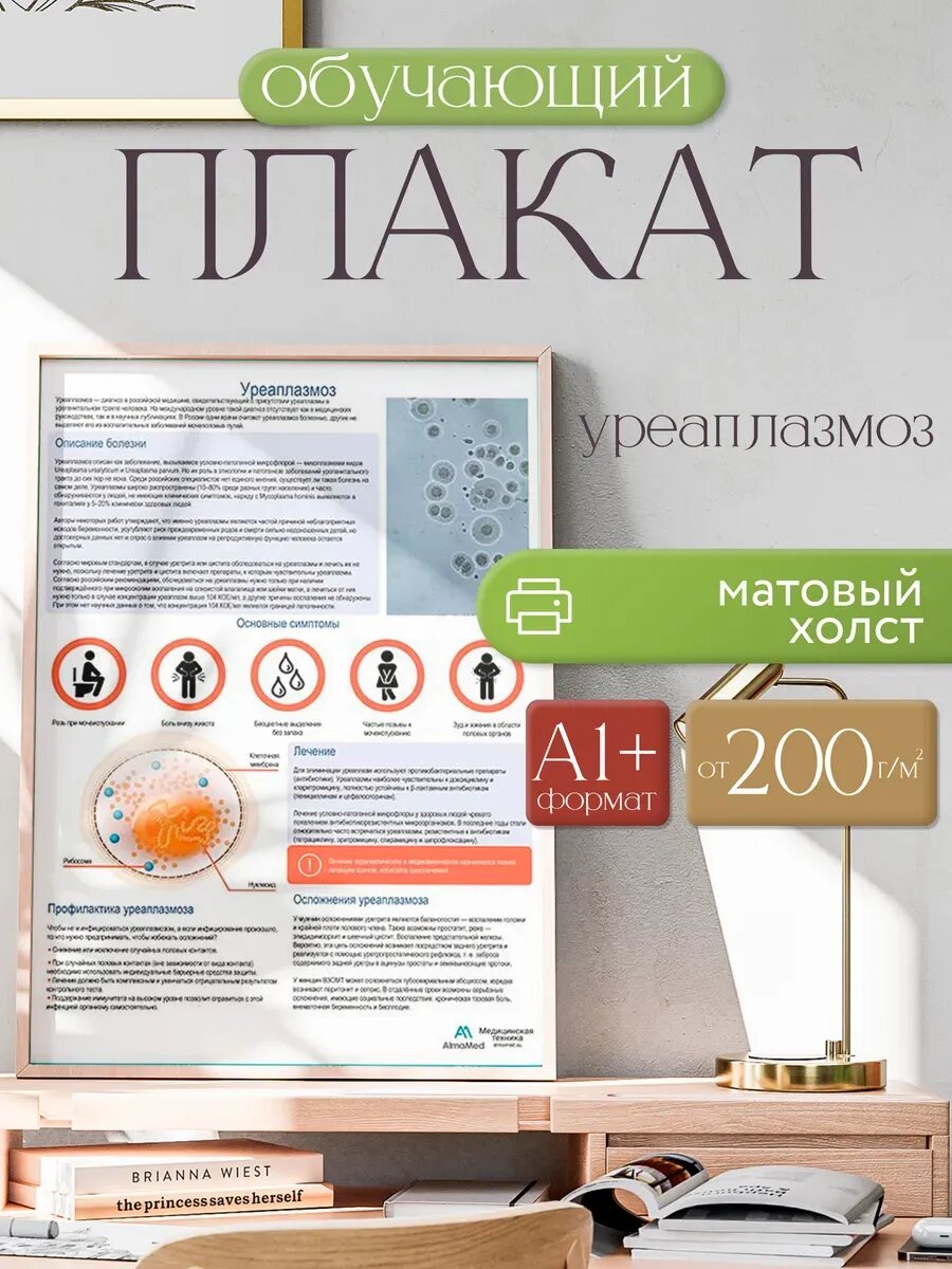 Уреаплазмоз медицинский плакат матовый холст от 200 г/кв. м, размер A1+