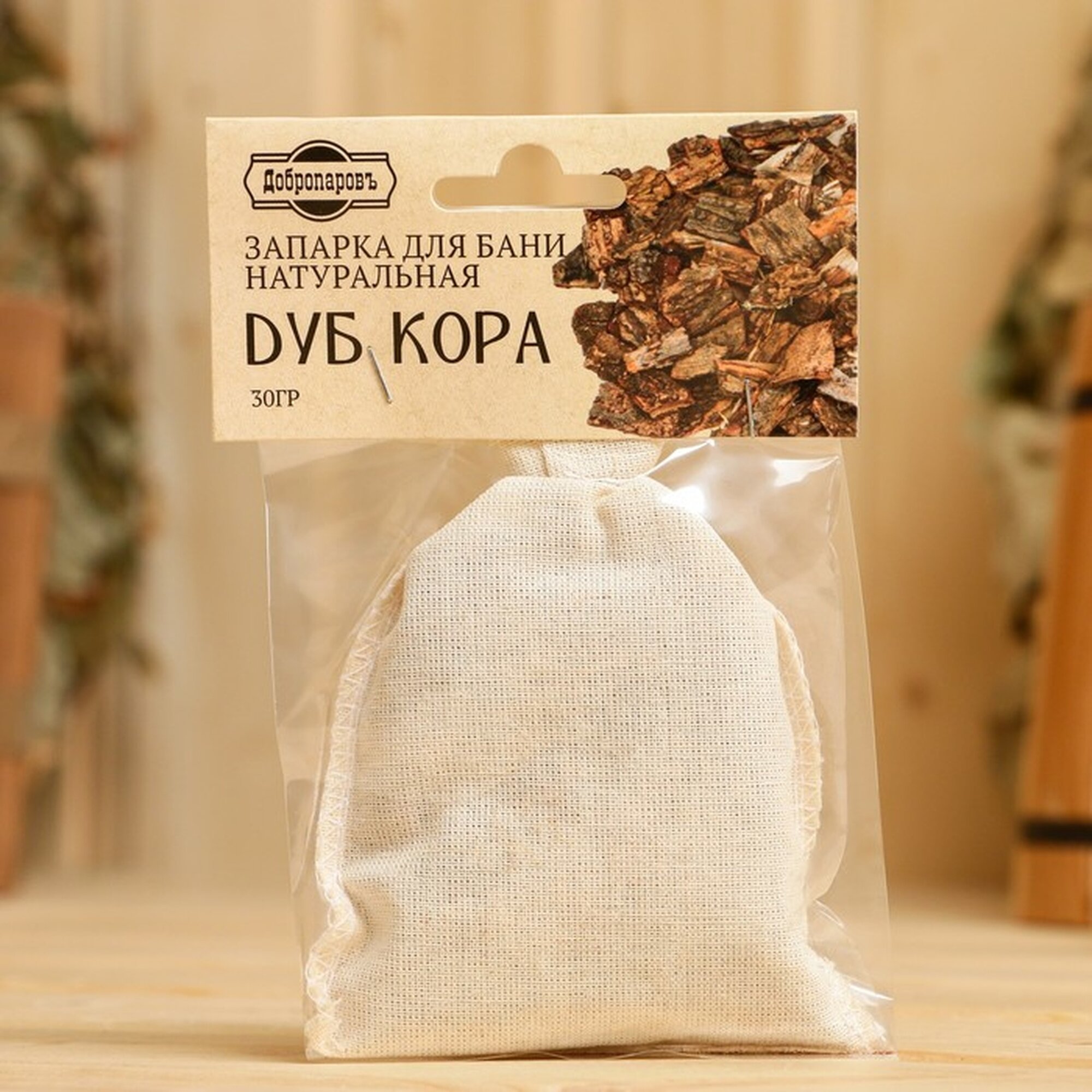Запарка для бани натуральная Добропаровъ "Дуб кора", в мешочке, 30 гр