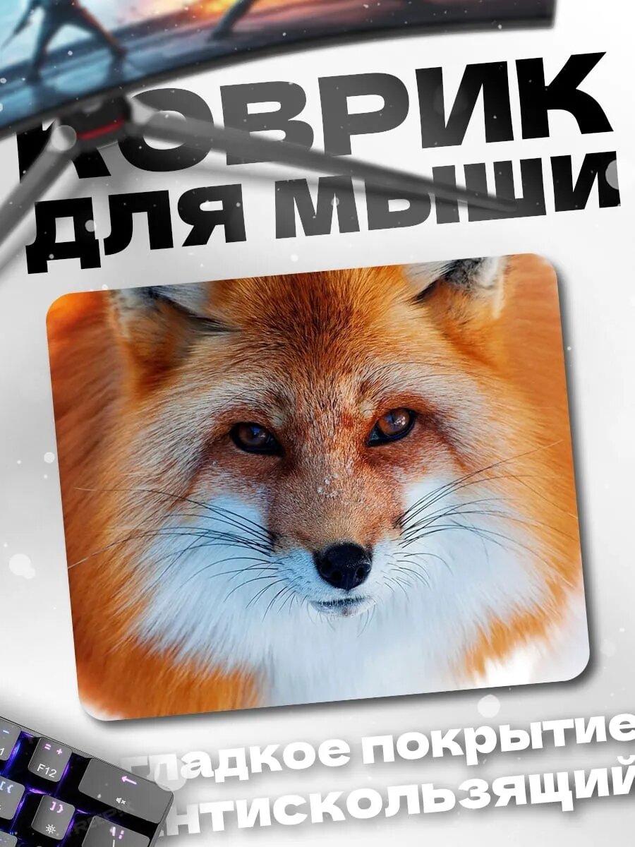 Коврик для мыши Рыжая лиса зимой
