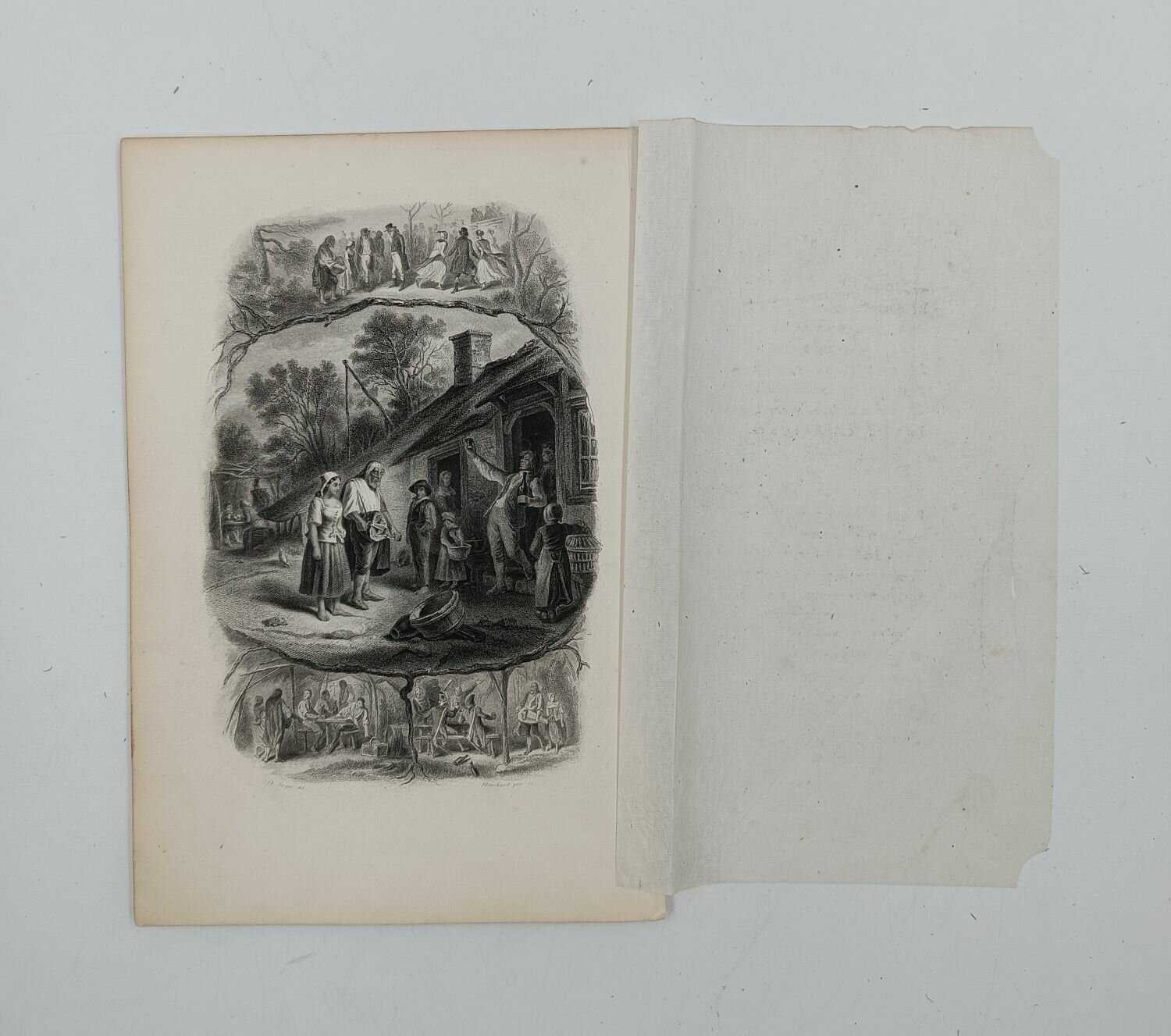 Гравюра "Слепой из Баньоле", из книги Чарльза Десли (1857). 22,5х15 см