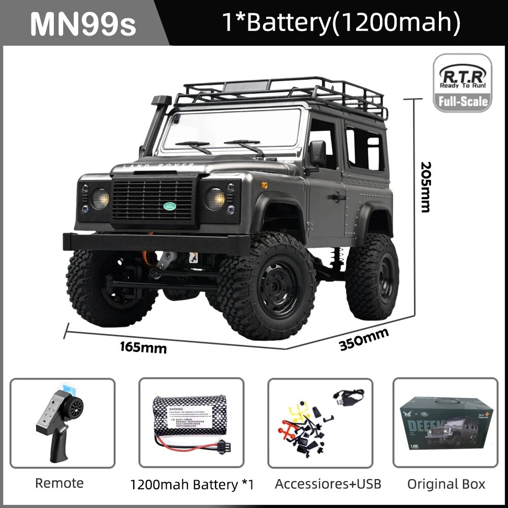 Модель радиоуправляемой машины масштаба 1:12 MN RTR-версия 2.4G 4WD MN99S MN99 RC Rock Crawler Defender радиоуправляемая грузовик 1/12 для детей игрушки