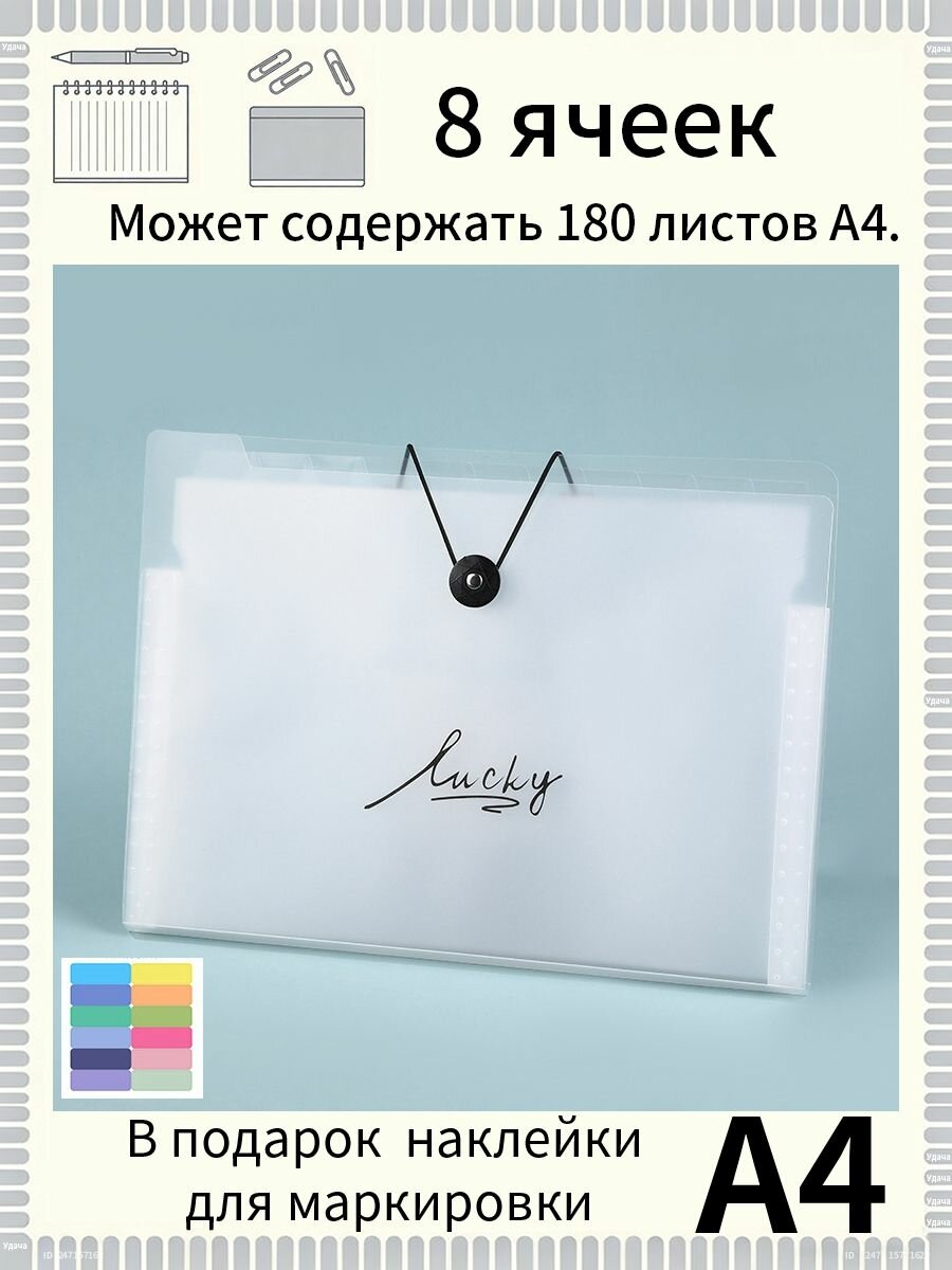 Архивная папка A4, комплект ручной, многоуровневая, пластик, белая
