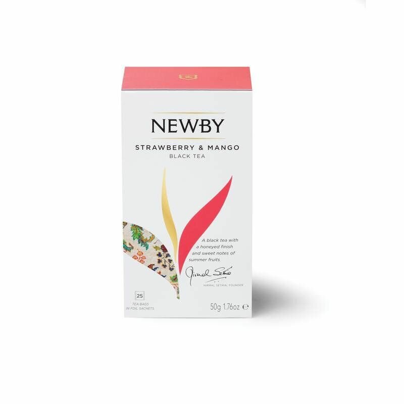 Newby Чай в пакетиках Манго и Клубника, черный, 25 пакетиков