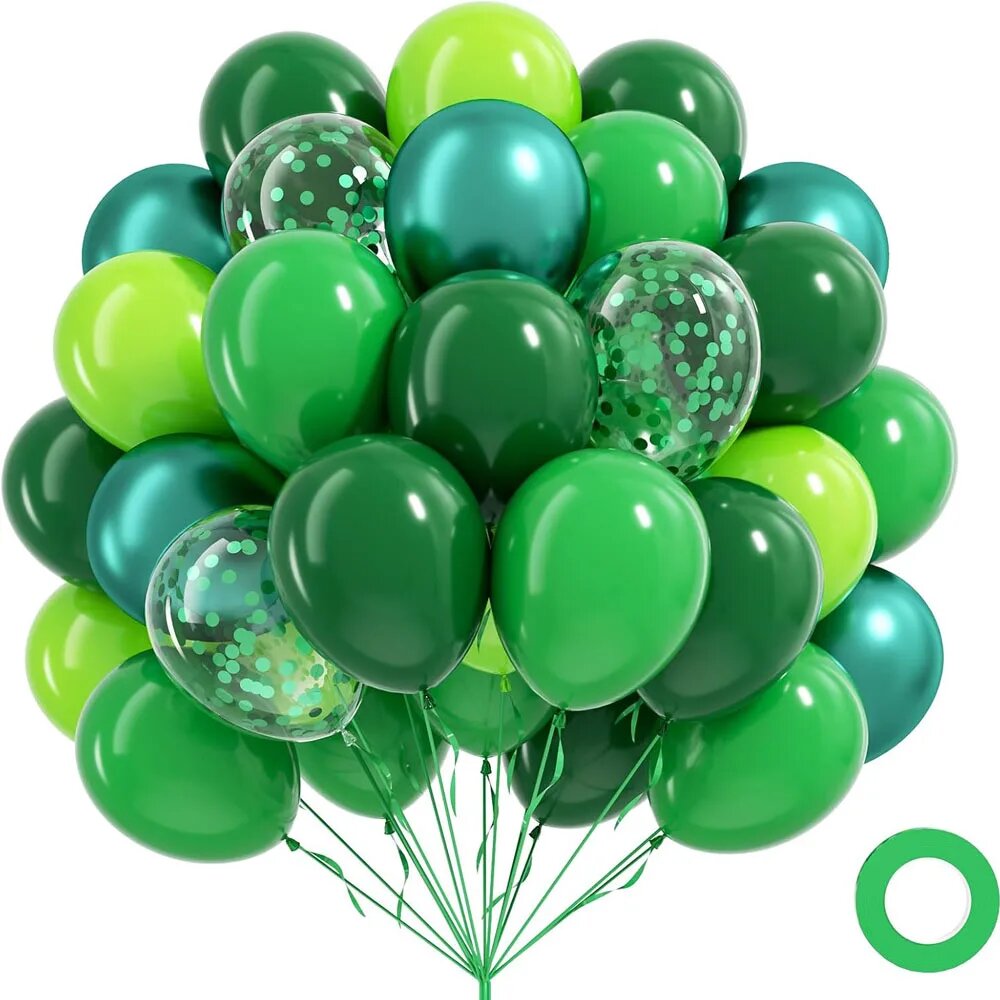 Зелёно-розовые металлизированные шары с конфетти 40 шт CJMYCW Retro Green