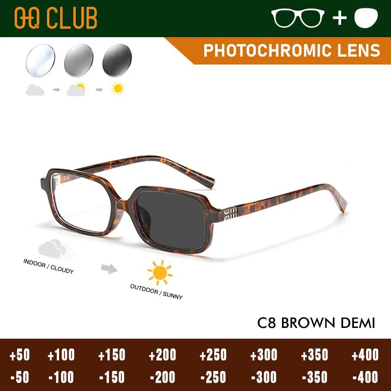 O-Q CLUB очки для чтения квадратные синие линзы TR23107-PH-BR DEMI, Коричневый, Prescription custom