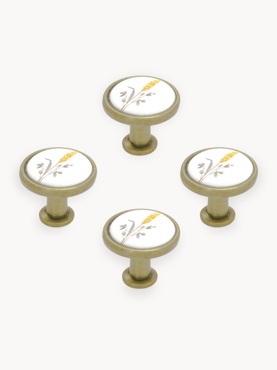 Ручки для мебели 4шт, кнопка, Бронза. Модель F805
