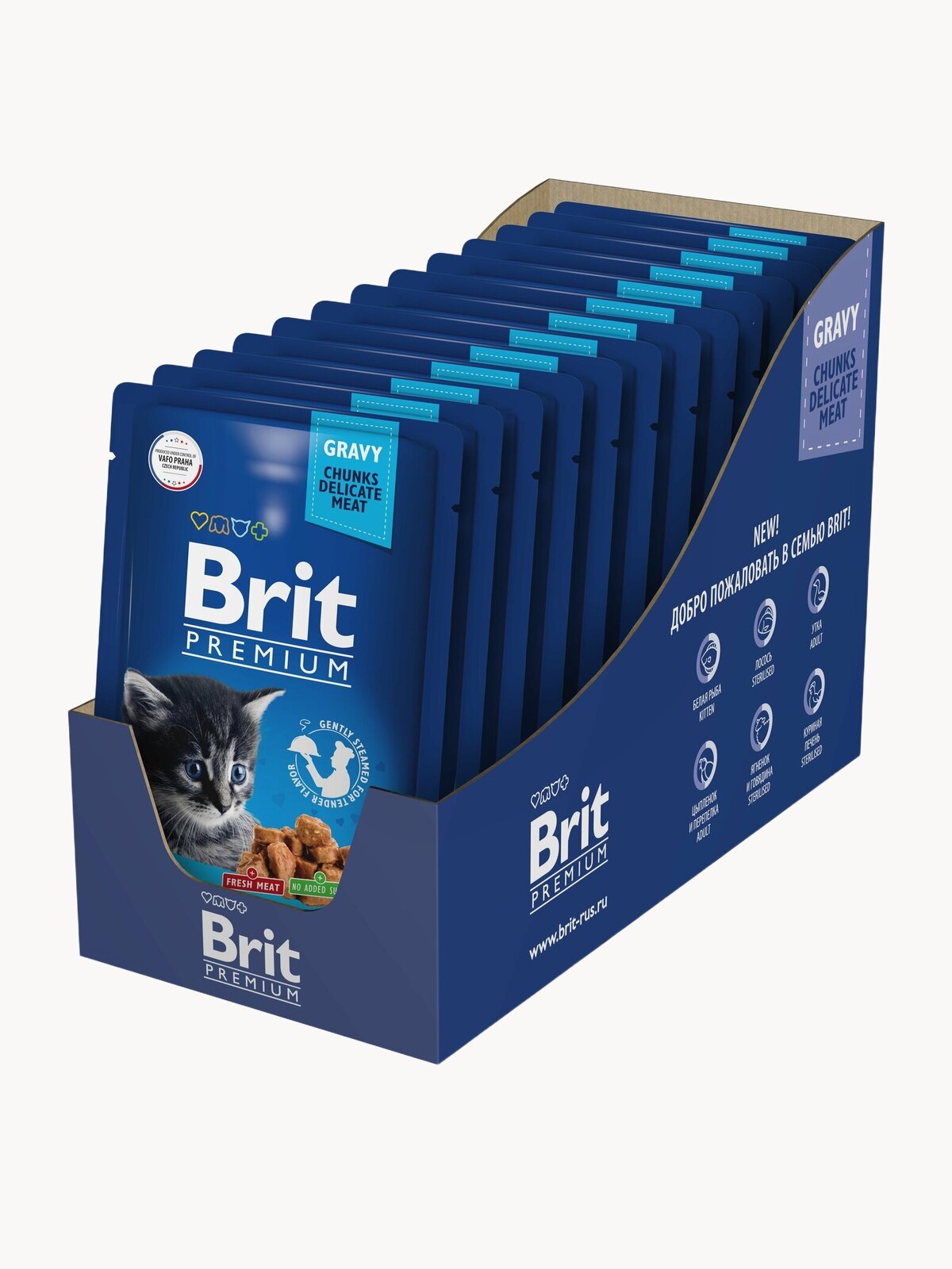 Влажный корм Brit Premium пауч для котят (кусочки в соусе) Курица, 85 г х 14 шт.