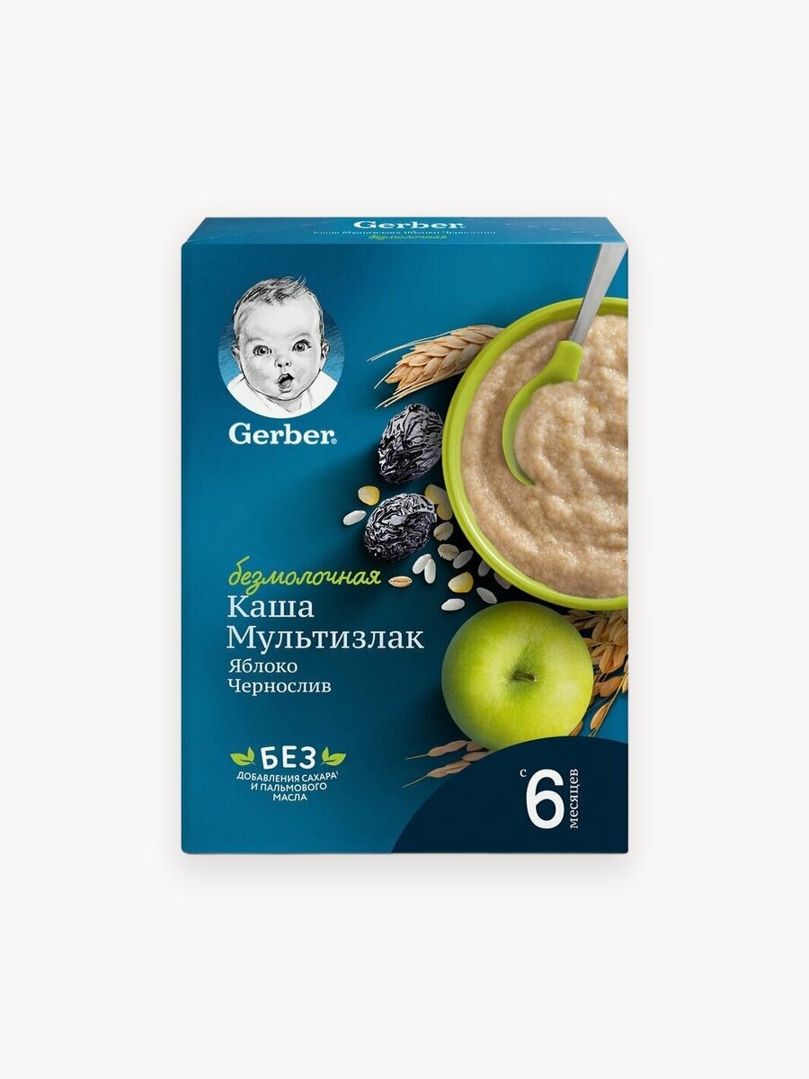 Каша безмолочная Gerber мультизлаковая чернослив-яблоко с 6 месяцев 180г 1 шт