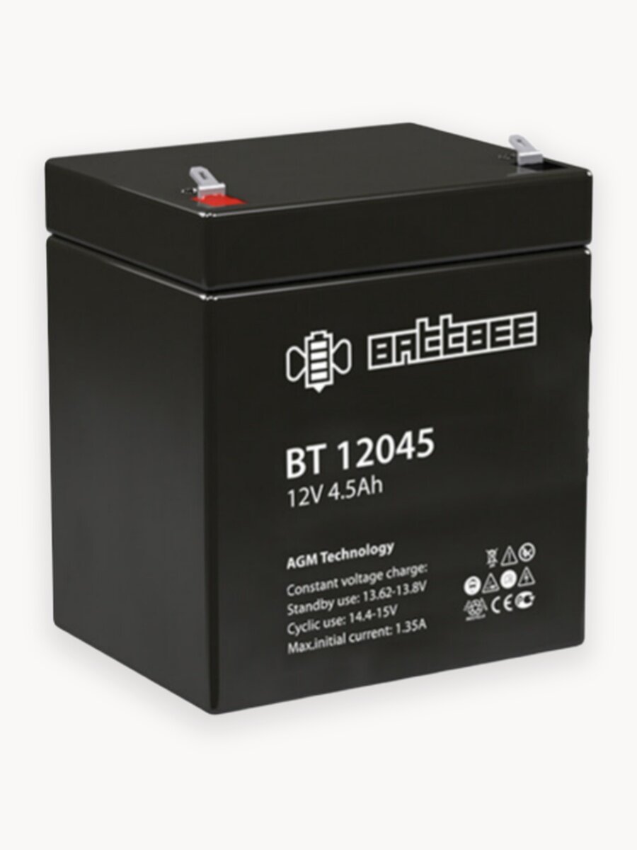 Аккумулятор BATTBEE BT 12045 12v 4,5Ah ( 12в 74,5Ач ) аккумуляторная батарея для ИБП, электромобиля, фонарика, эхолота, насоса, котла, детских игрушек