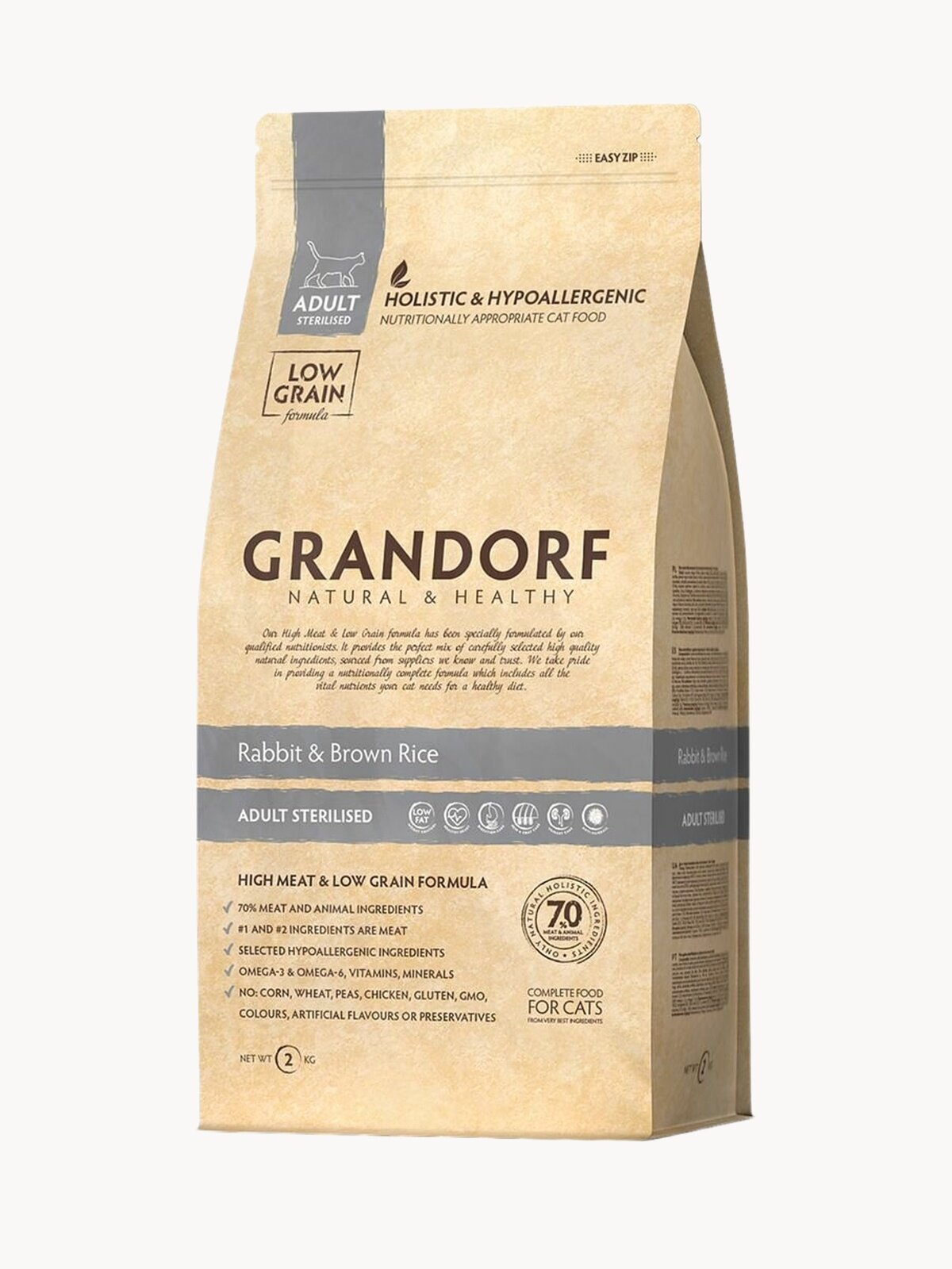 GRANDORF CAT STERILISED Корм для взрослых кошек кролик с индейкой 8 кг