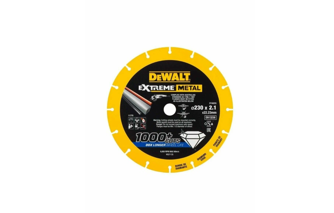 Диск алмазный сегмент по металлу DeWALT DT40255-QZ 230*22*2,1мм