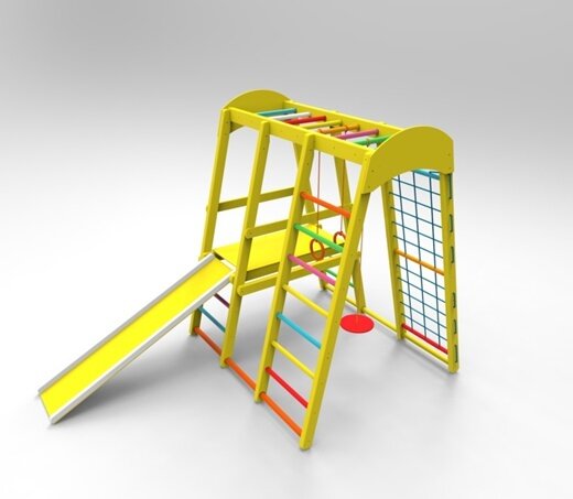 Детский спортивный комплекс Залезайка Разноцветный для дома деревянный уголок