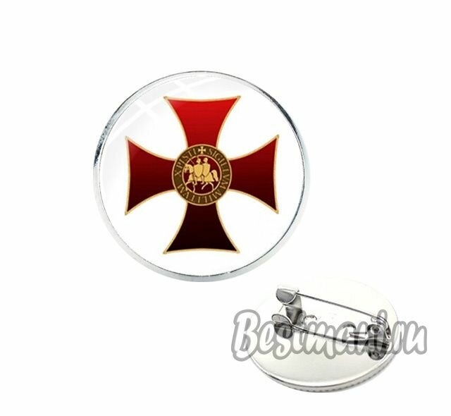 Значок крест эмблема Тамплиеров, цвет серебро сувенирная копия, ордена медали и награды