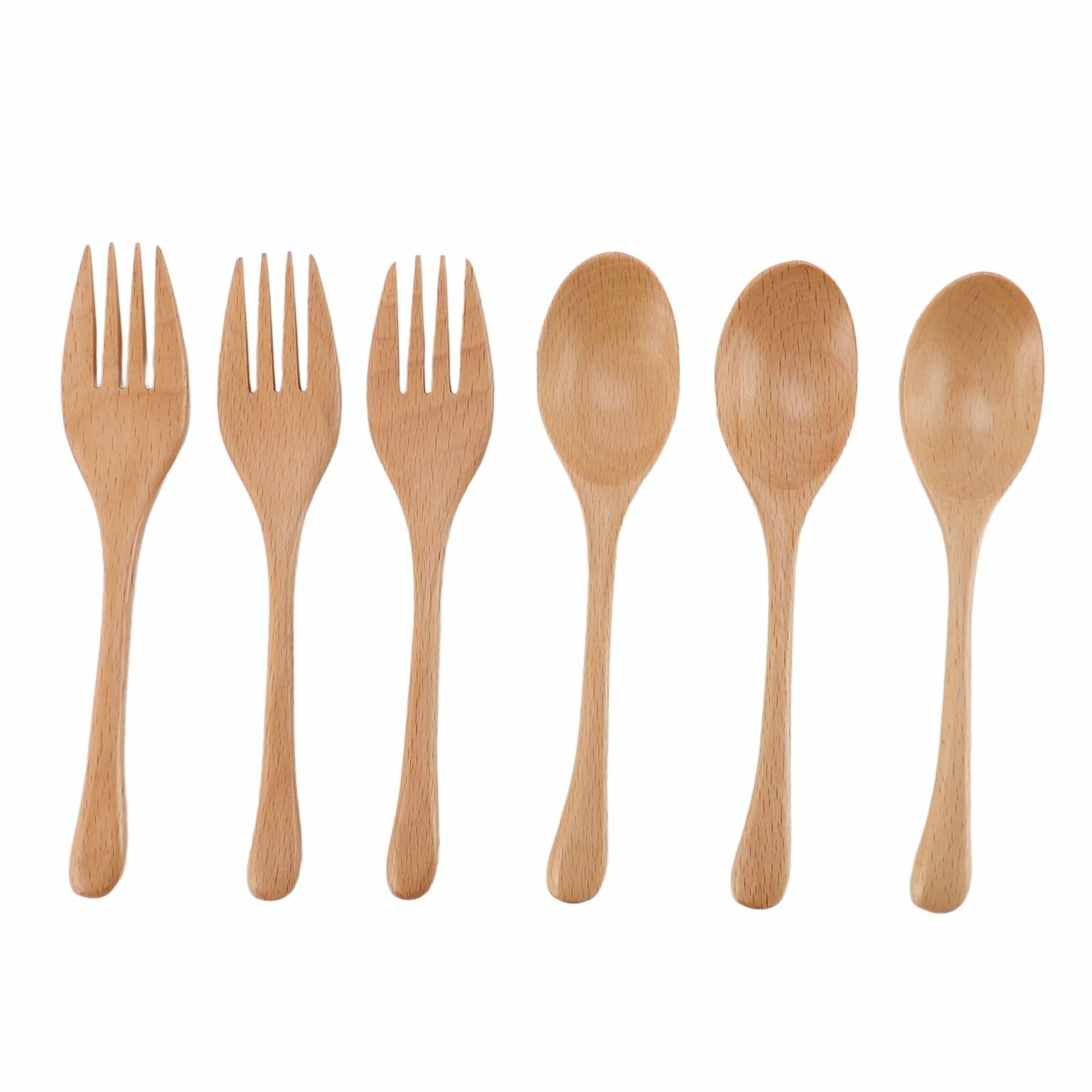 Набор из 3 деревянных вилок и ложек, японский стиль, береза, для еды и праздников