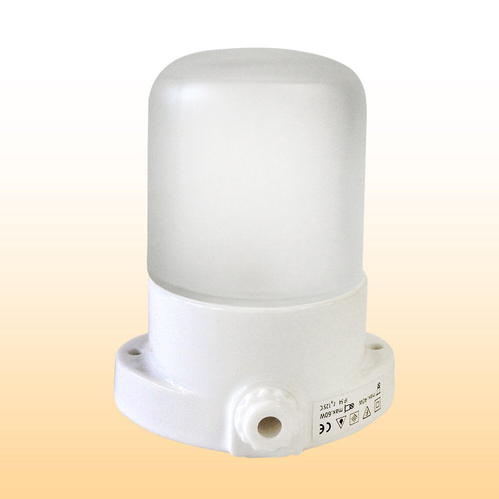 Светильник для бани и сауны Linder, термостойкий, керамика/стекло, прямой