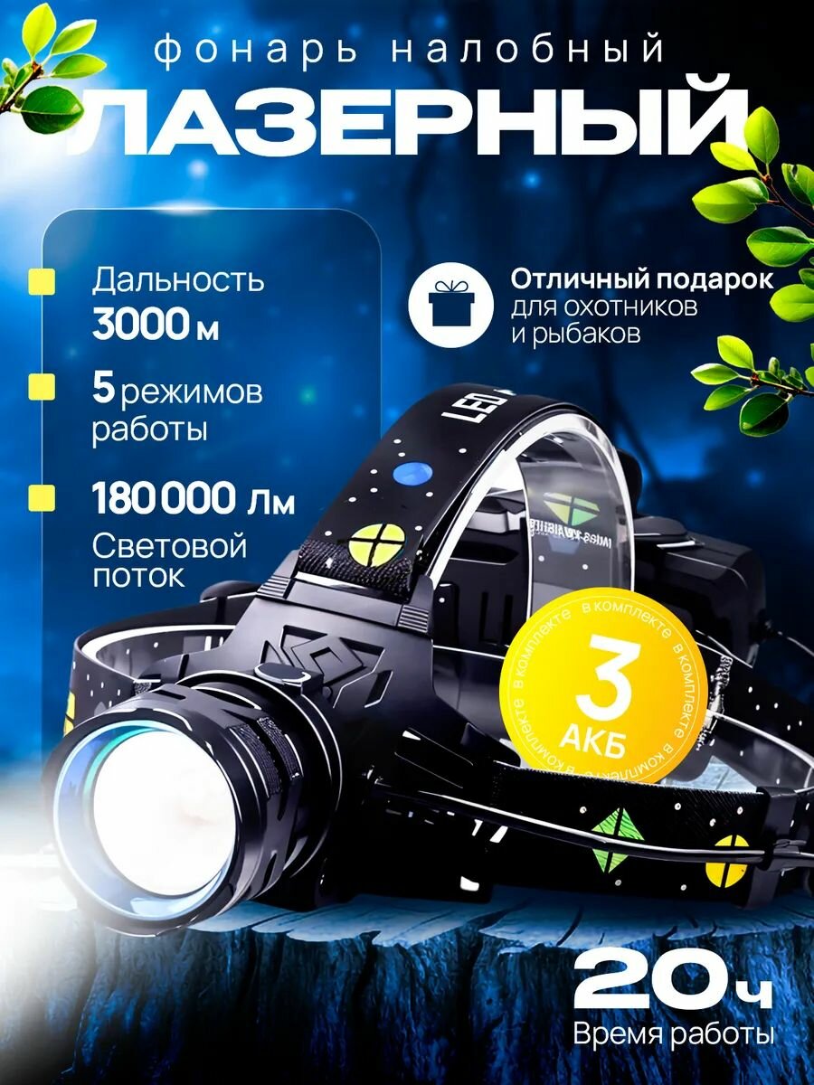 Фонарь налобный аккумуляторный PM10-GT