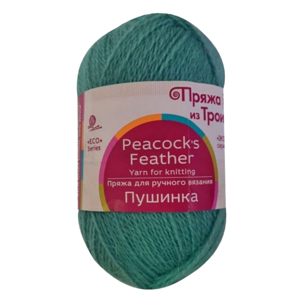 Пряжа для вязания ТКФ Пушинка 752 дымчато-бирюзовый 50 гр/225 м 50% шерсть, 50% козий пух