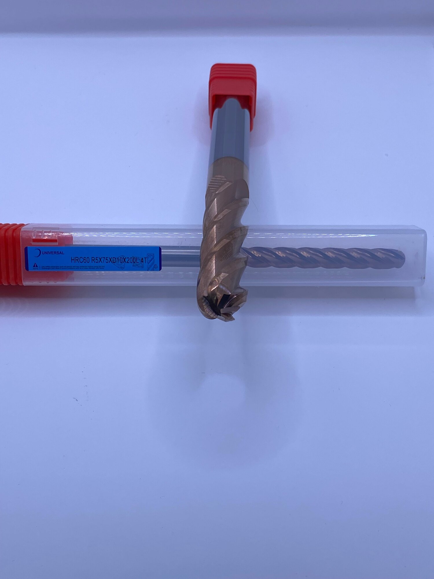 Фреза твёрдосплавная концевая радиусная HRC60 R5X75XD10X200L4T
