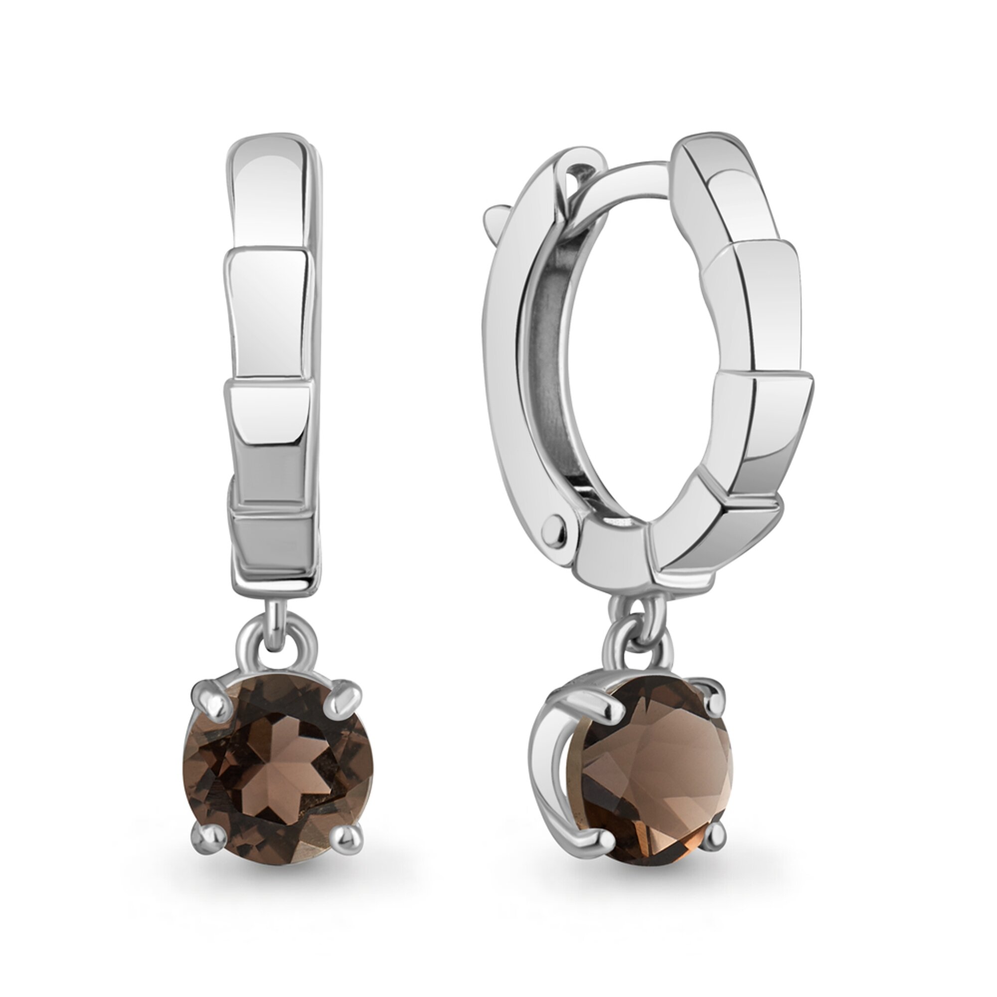 Серьги, серебро, 925 проба, родирование, кварц