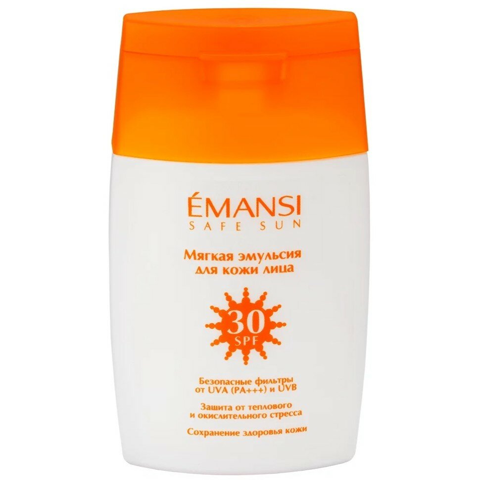 Мягкая эмульсия для кожи лица. Защита от солнечных лучей А и В SPF 30 50 мл Emansi / Эманси