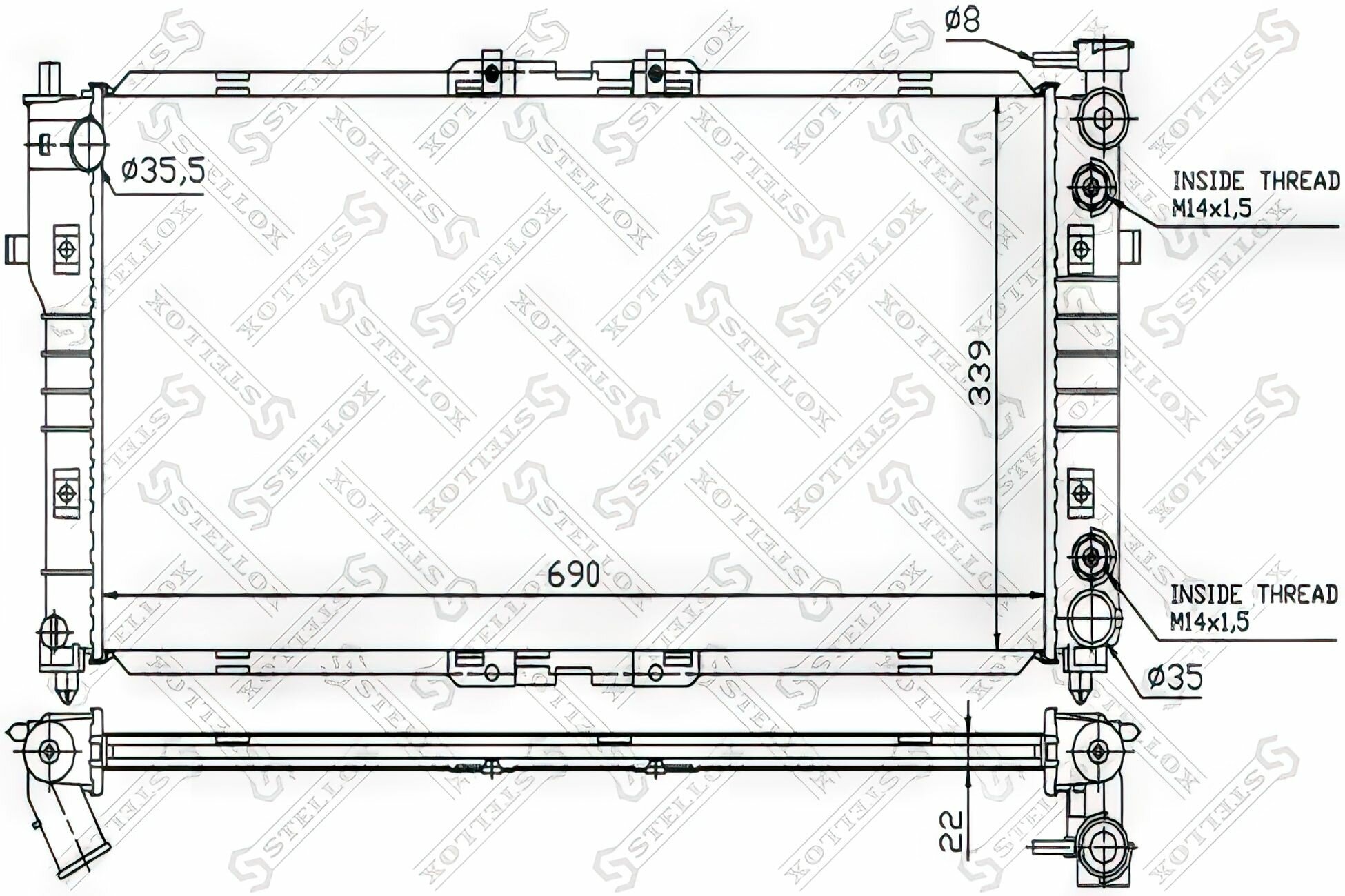 Радиатор охлаждения двигателя для Мазда 626 4, 5, Стэйшн 5, Кседос 6 10-25254-SX STELLOX