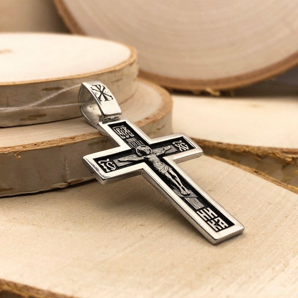 Крестик, серебро, 925 проба, оксидирование, чернение